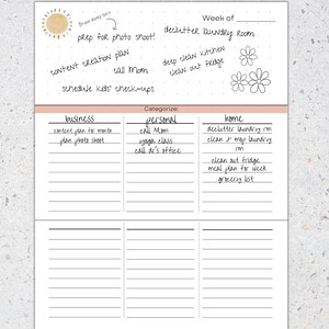 Printable Weekly Planner With Brain Dump and Daily to Do List ...