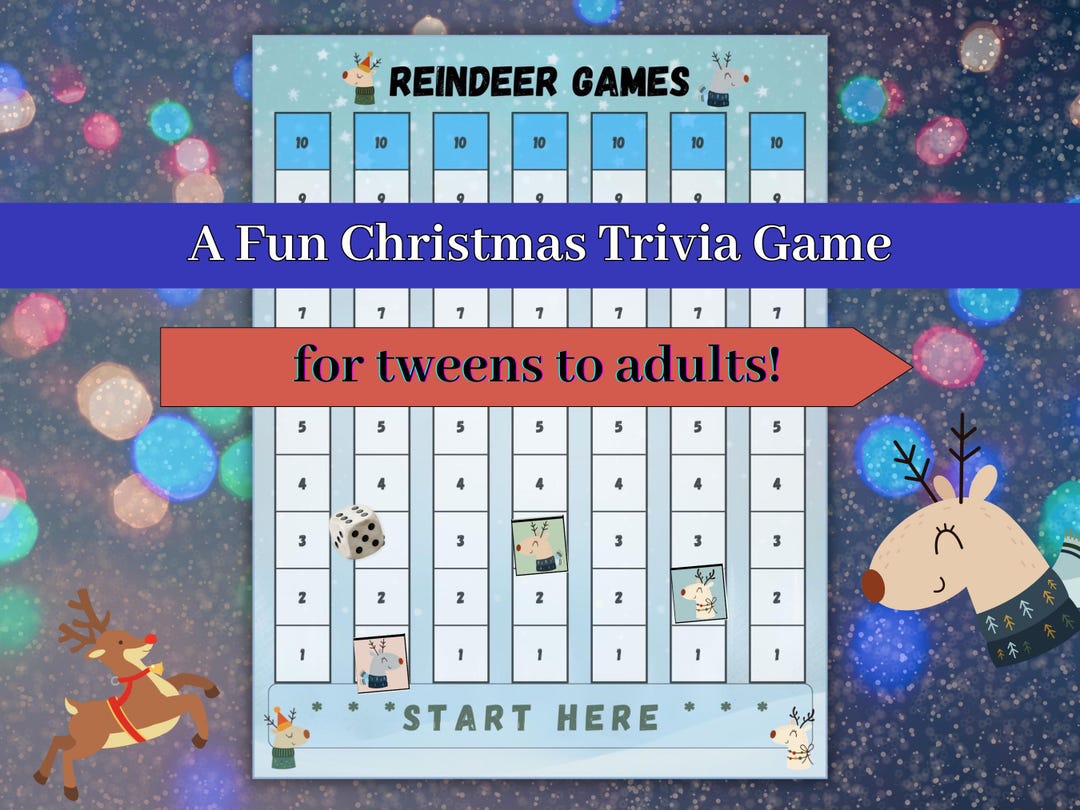 Christmas Trivia Printable Board Game for Teens Tweens & Adults ...