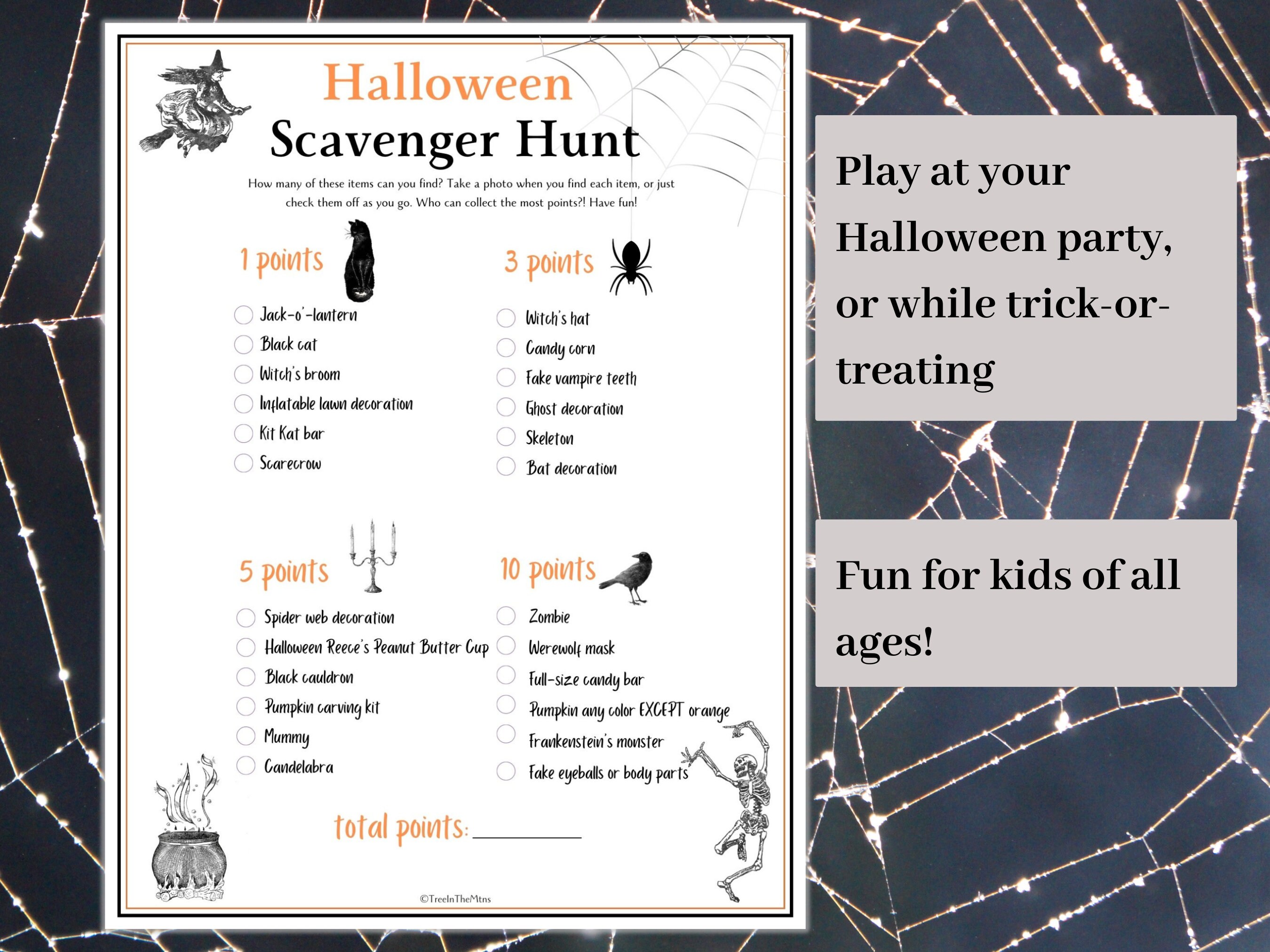 Halloween Scavenger Hunt for Teens Adults or Big Kids, Printable ...