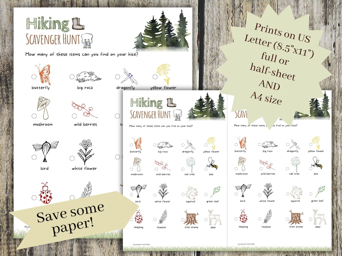 Nature Scavenger Hunt, Printable Hiking Scavenger Hunt, Outdoor Hiking ...