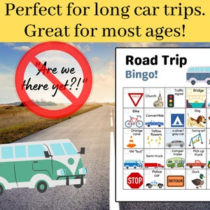 Road Trip Bingo Printable Car Game Set of 6 Bingo Cards, Road Trip ...