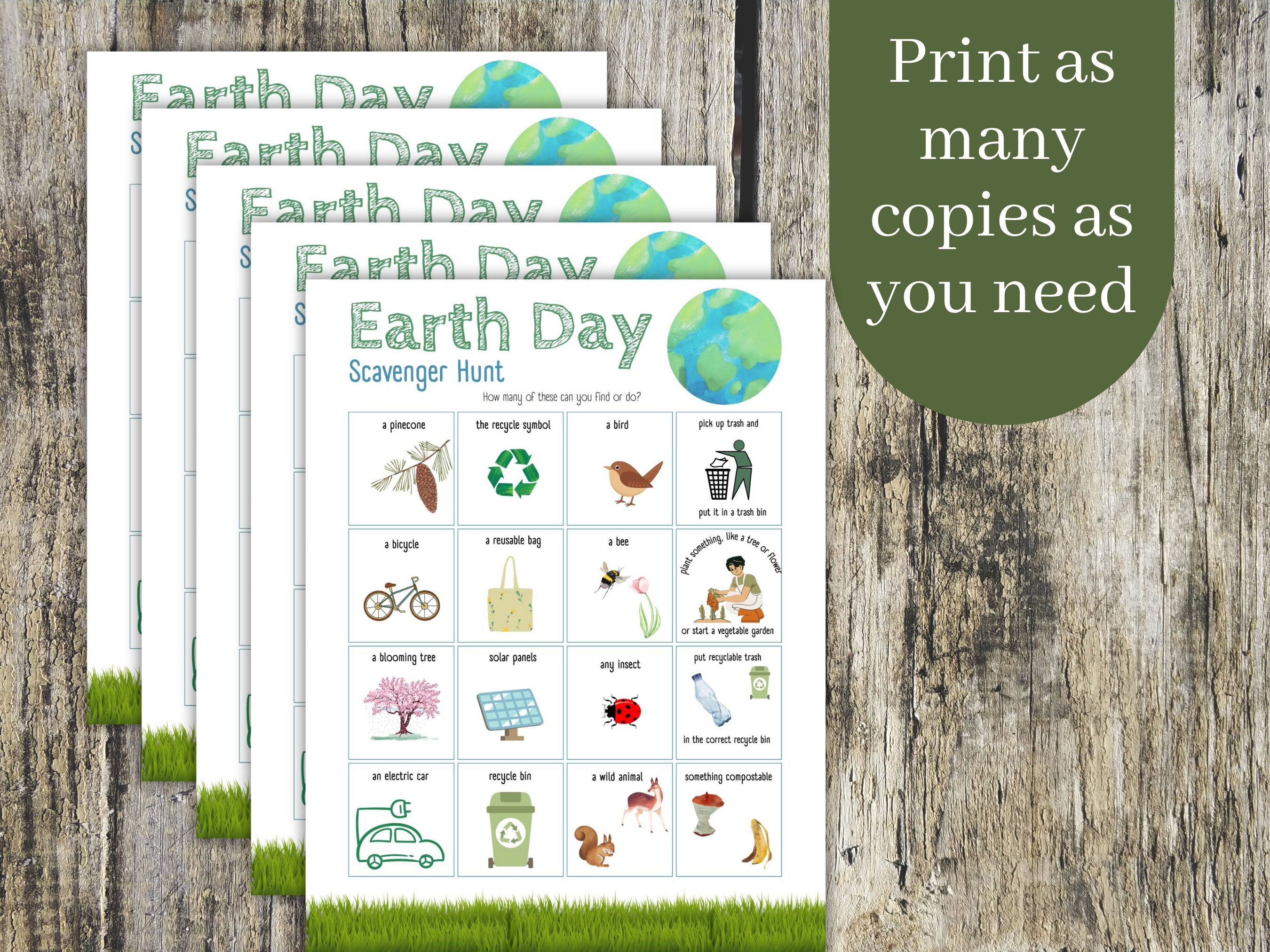 Earth Day Scavenger Hunt, Printable Outdoor Scavenger Hunt for Kids ...