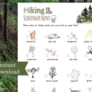 Nature Scavenger Hunt, Printable Hiking Scavenger Hunt, Outdoor Hiking ...