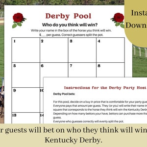 Derby Party Betting Game, Kentucky Horse Derby Pool, Printable Betting ...