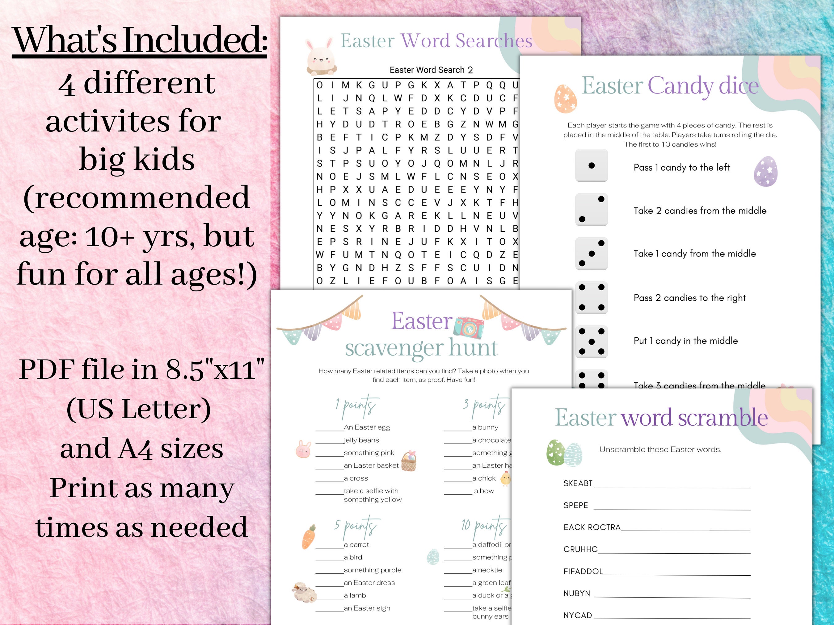 Easter Games for Teens and Preteens, Printable Scavenger Hunt for Teens ...