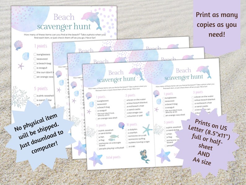 Beach Scavenger Hunt for Teens Tweens and Kids, Photo Scavenger Hunt ...