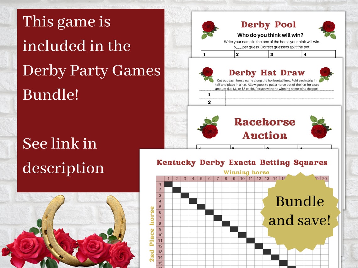 Derby Party Betting Game, Kentucky Horse Derby Pool, Printable Betting ...