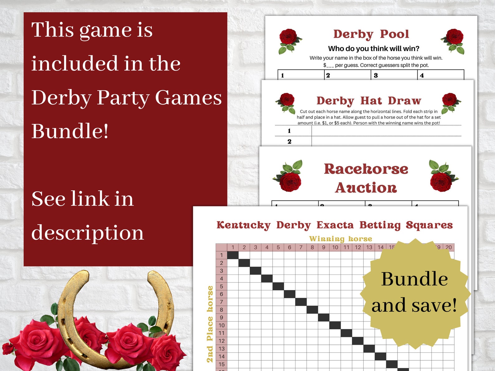 Derby Party Betting Game, Kentucky Horse Derby Pool, Printable Betting ...