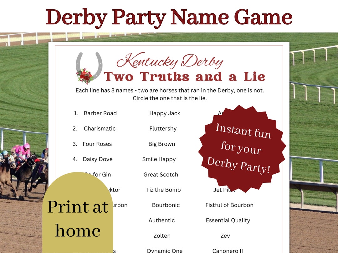 Derby Party Game, Derby Game for Adults and Kids, Kentucky Horse Derby ...