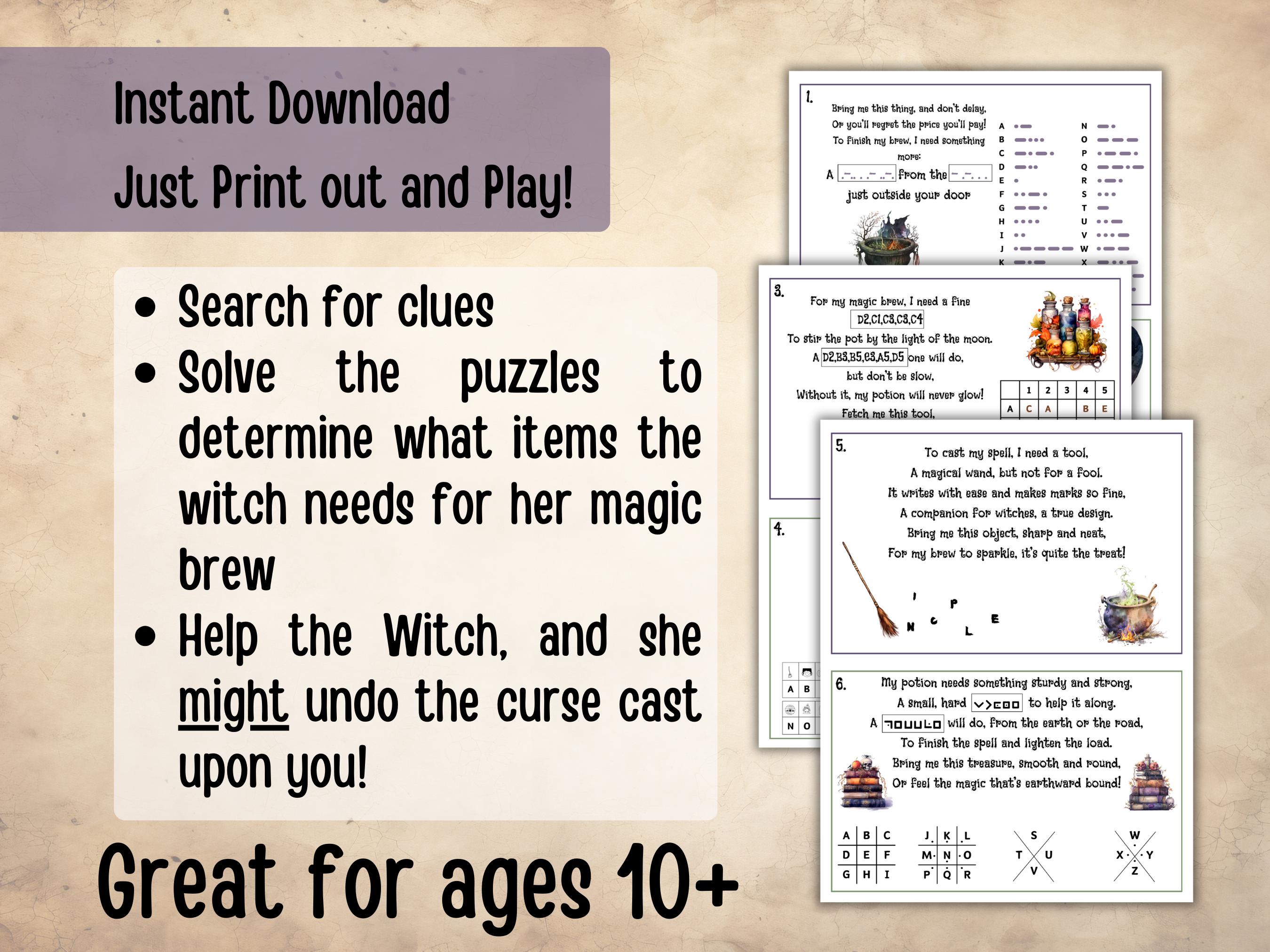 Witch's Brew Escape Room, Scavenger Hunt Escape Room, Halloween Game ...