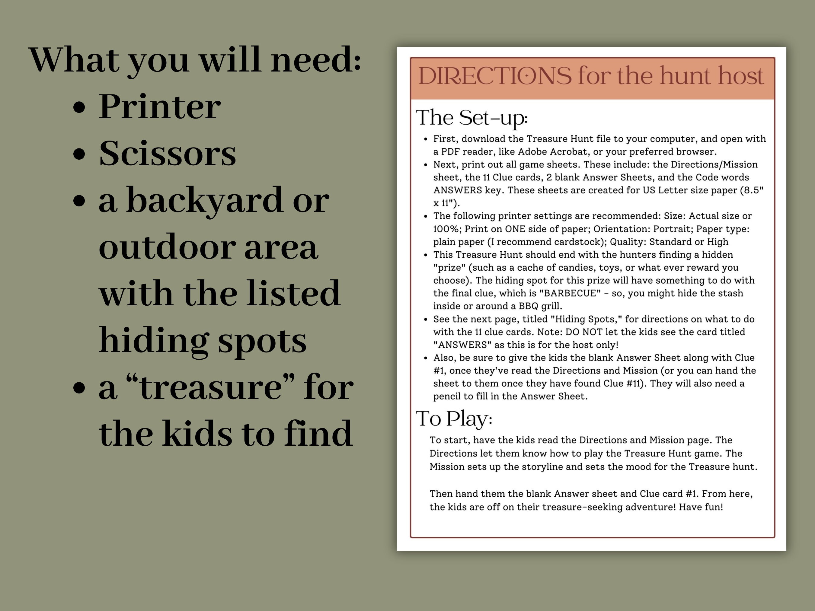 Outdoor Treasure Hunt for Kids, Fall Thanksgiving Scavenger Hunt ...