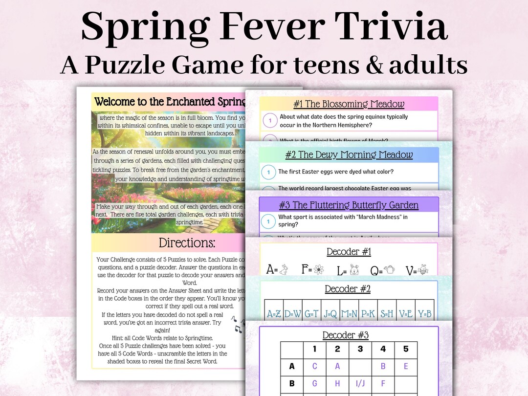 Spring Trivia Game, Spring Easter Trivia Escape Room Game for Teens ...