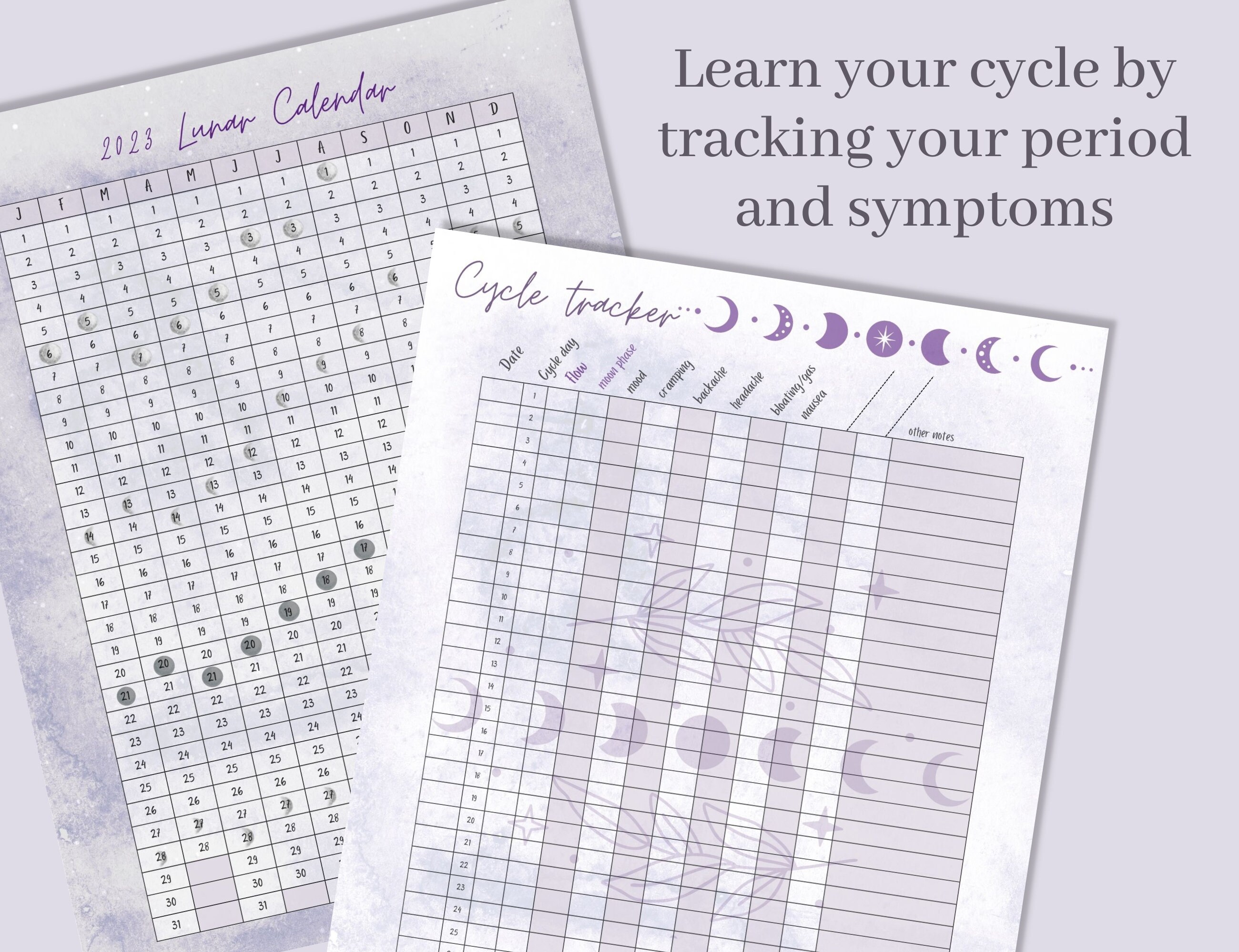 Period Tracker Printable Lunar Calendar 2024, Mood and Moon Tracker ...