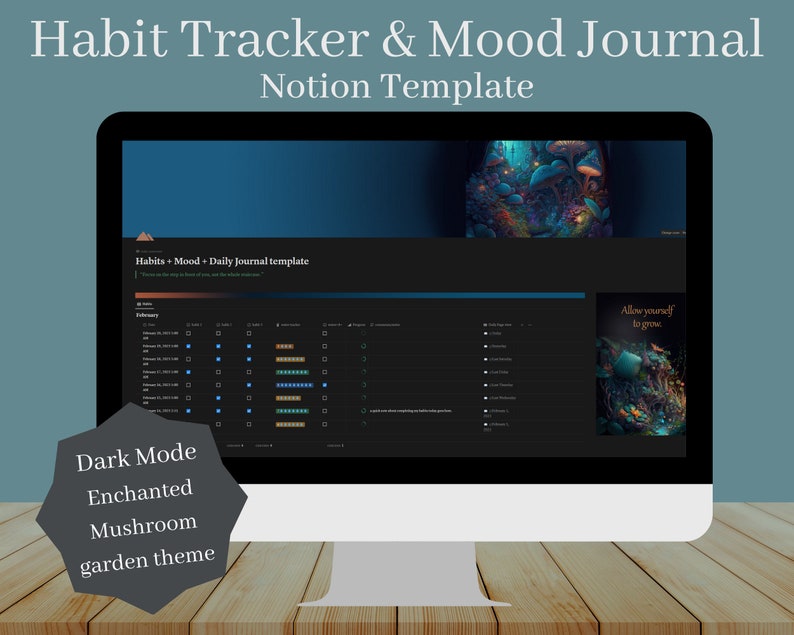 Notion Template for Habit Tracker & Mood Journal Dark Mode - Etsy