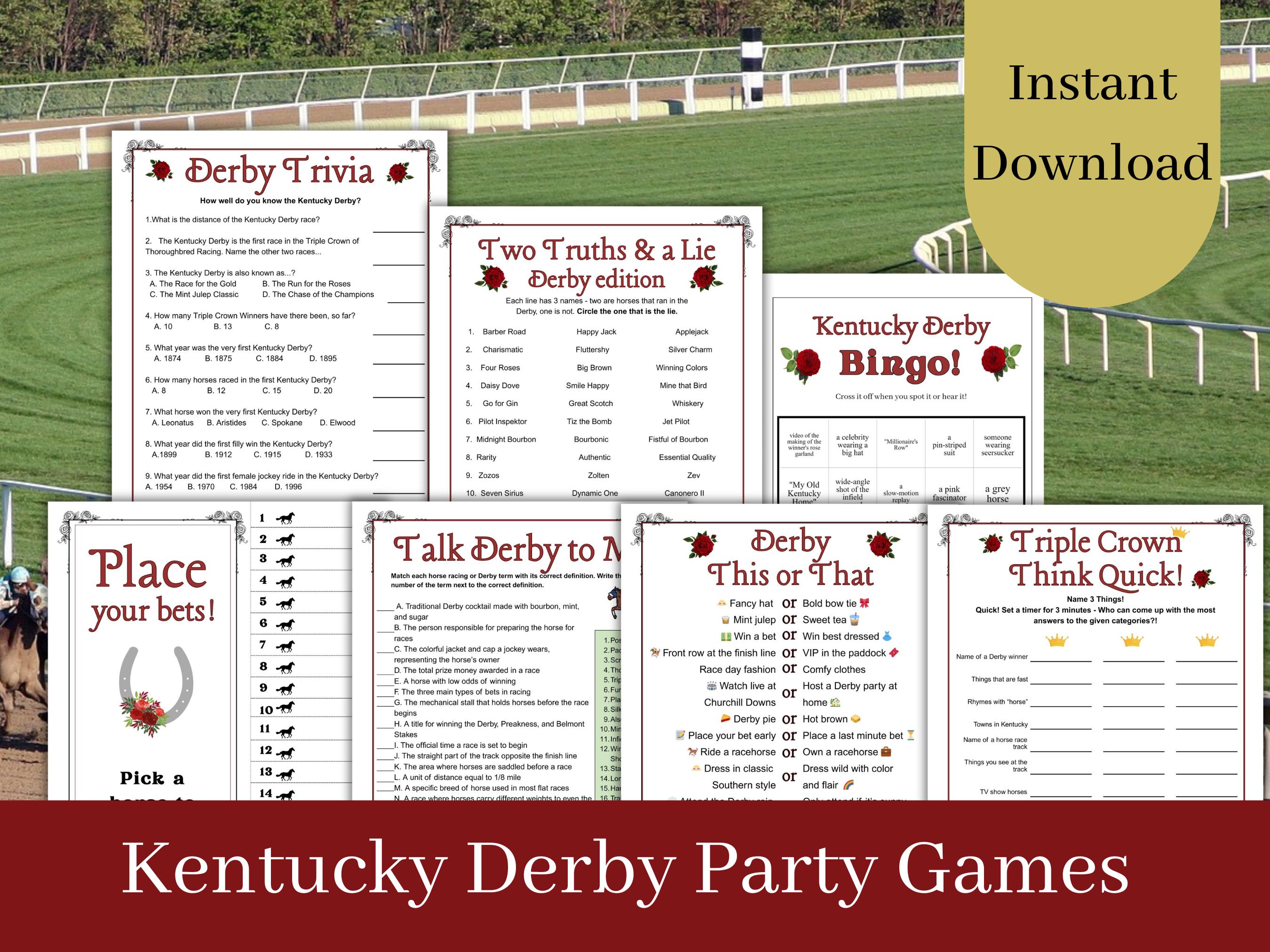 Printable Kentucky Derby Party Games 2025, Derby Party Games Bundle, 12 ...