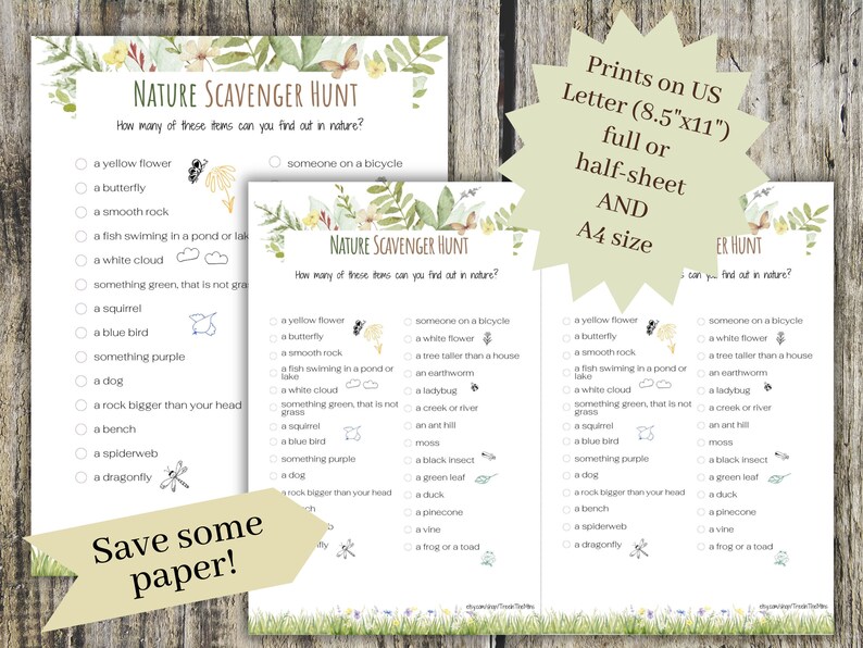Nature Scavenger Hunt, Printable Outdoor Scavenger Hunt for Kids Tweens ...