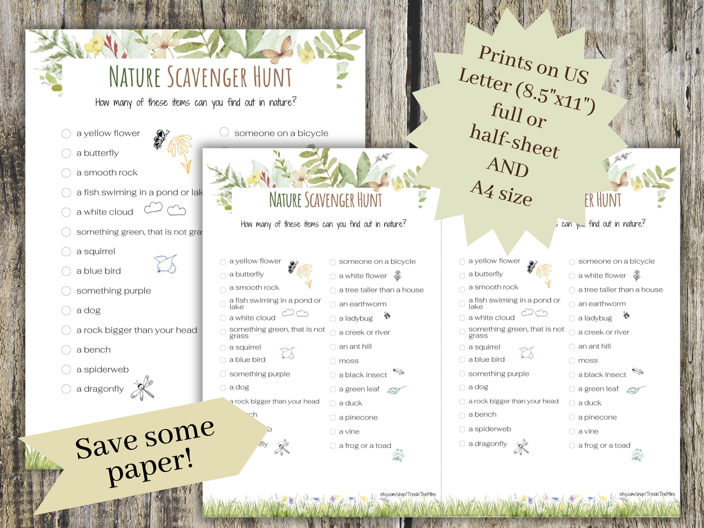 Nature Scavenger Hunt, Printable Outdoor Scavenger Hunt for Kids Tweens ...