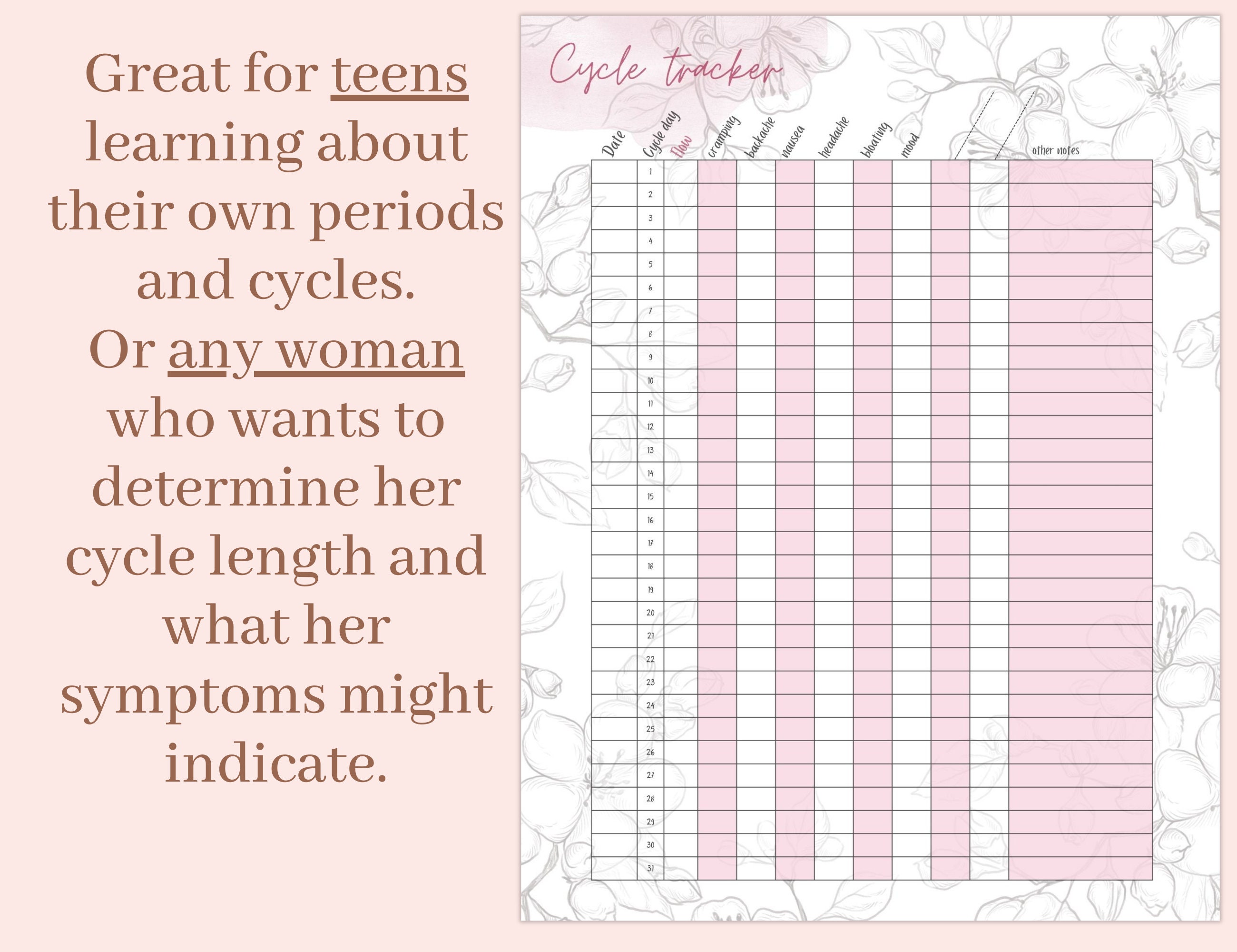 Period Tracker Printable Monthly Cycle Journal, for Tracking Your ...