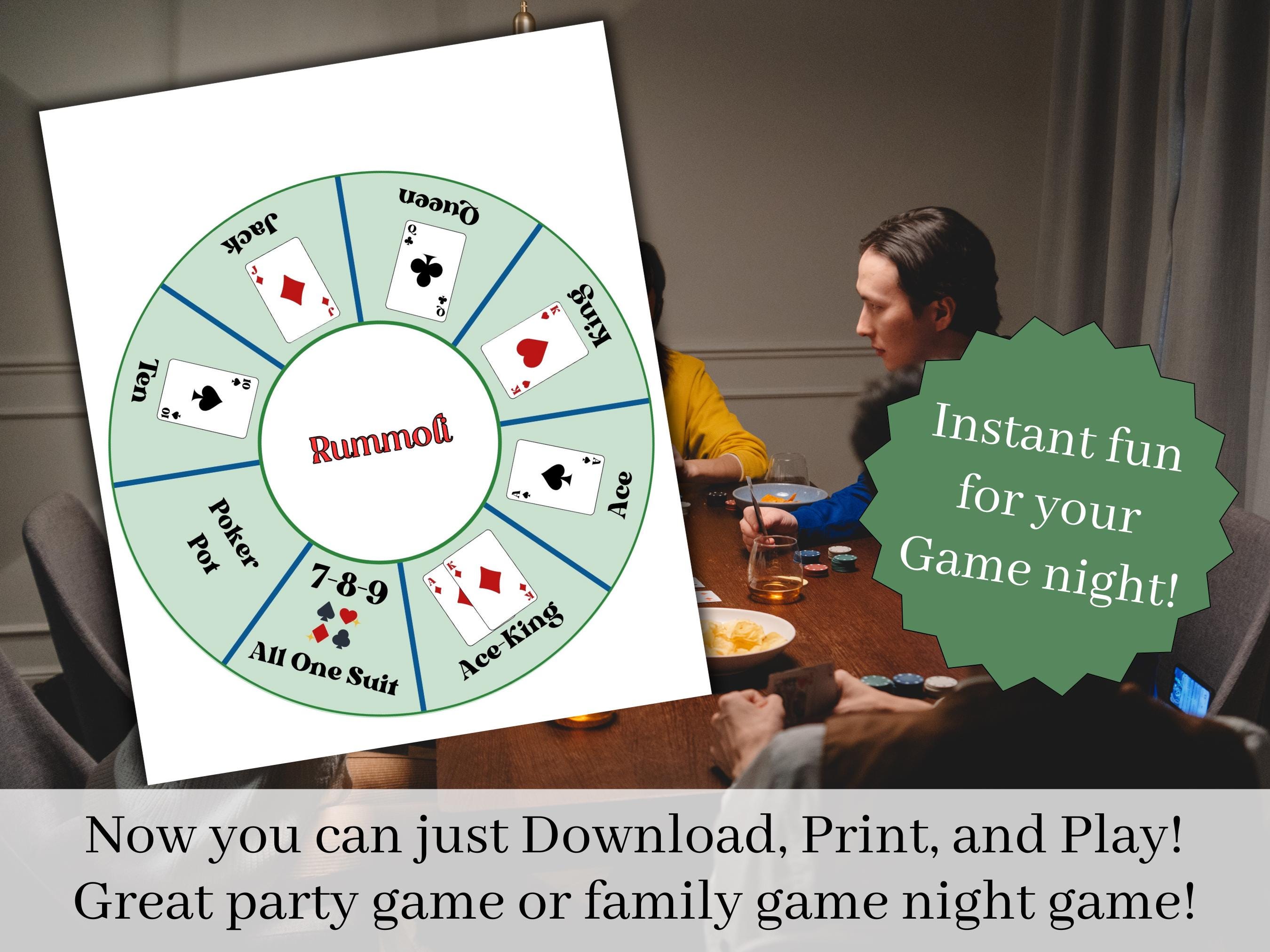 Rummoli Board Game, Printable Card Game Board, Instant Download ...