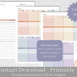 Printable Weekly Planner With Brain Dump and Daily to Do List ...