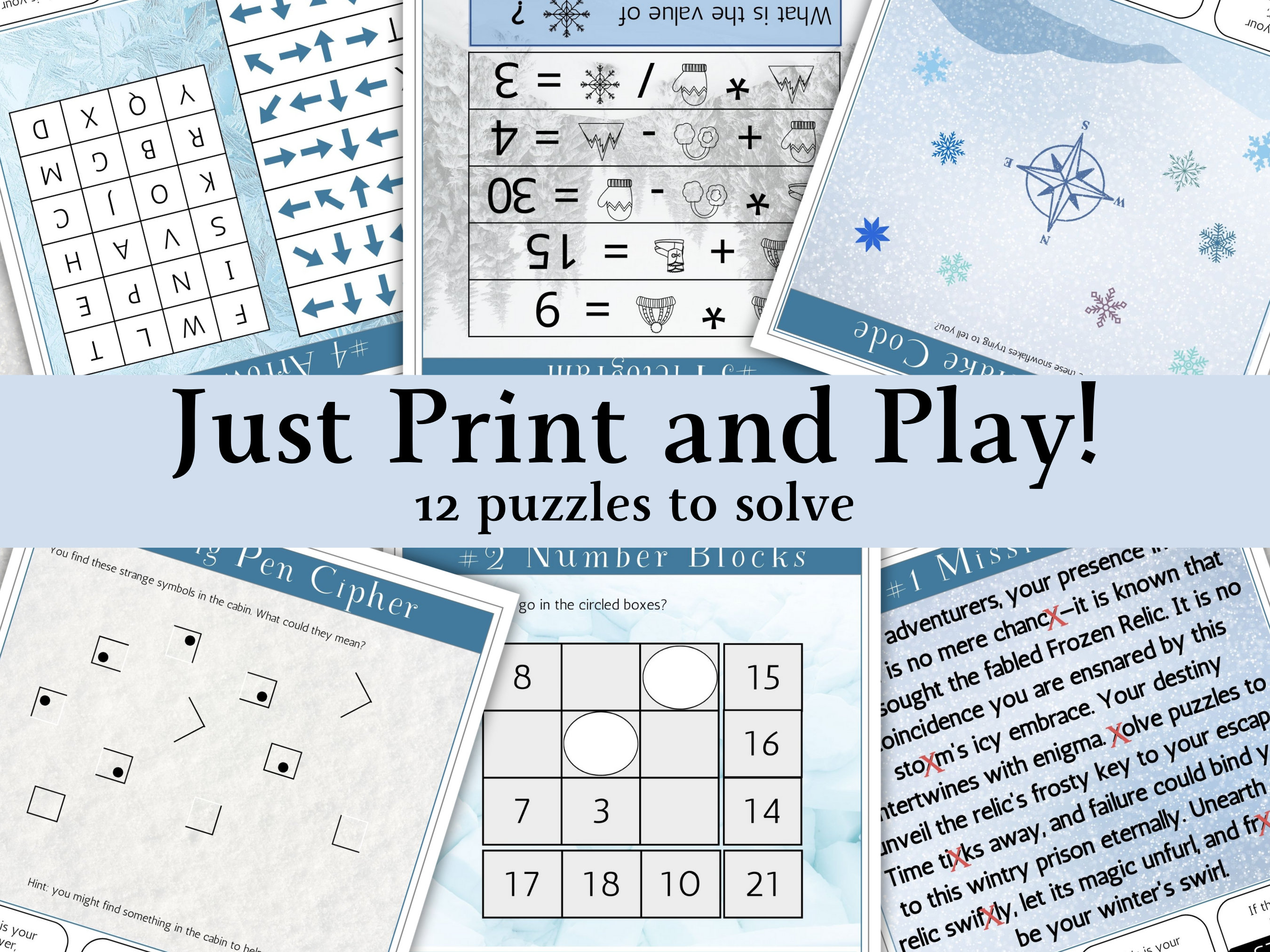 Winter Escape Room for Teens Tweens, Printable Escape Room Kit, Escape ...