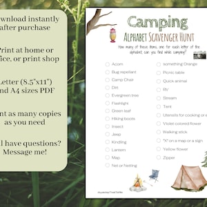 Camping Scavenger Hunt, Nature Scavenger Hunt for Kids, Printable ...