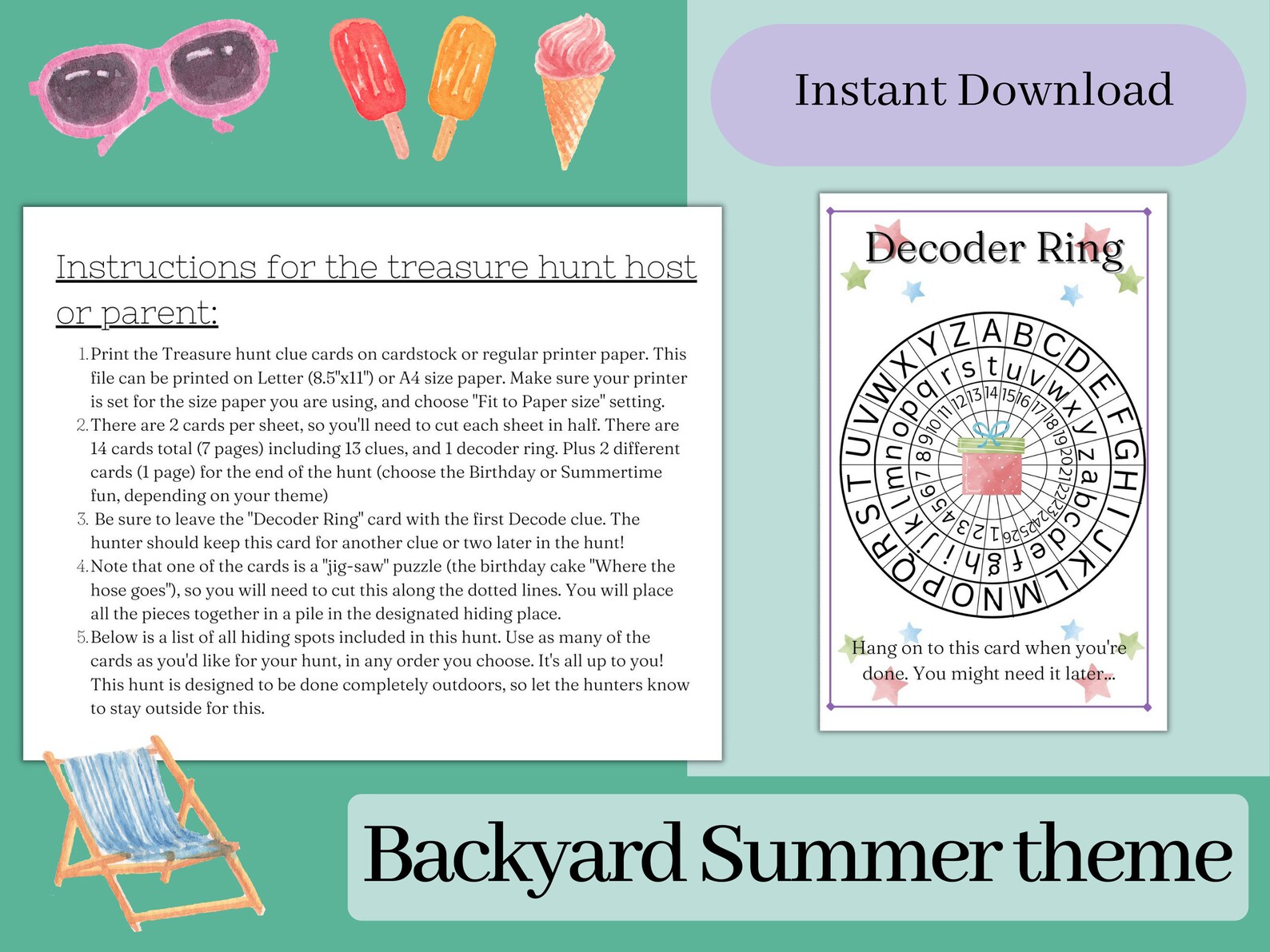 Outdoor Scavenger Hunt Clues, Spring or Summer Treasure Hunt for Teens ...