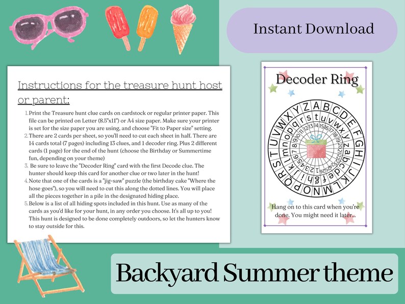 Outdoor Scavenger Hunt Clues, Spring or Summer Treasure Hunt for Teens ...