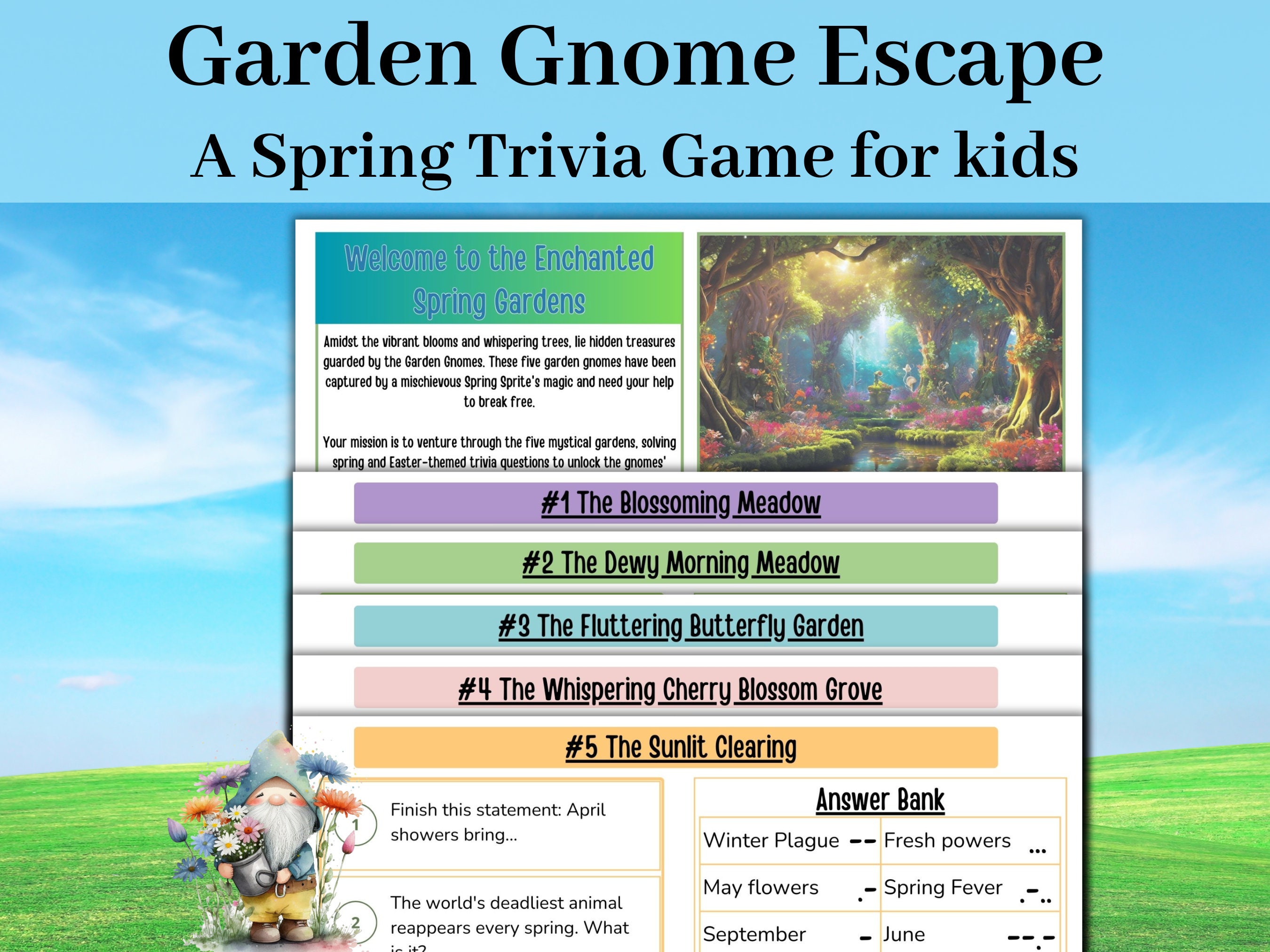 Spring Trivia Game, Printable Spring Escape Room for Kids, Escape Game ...