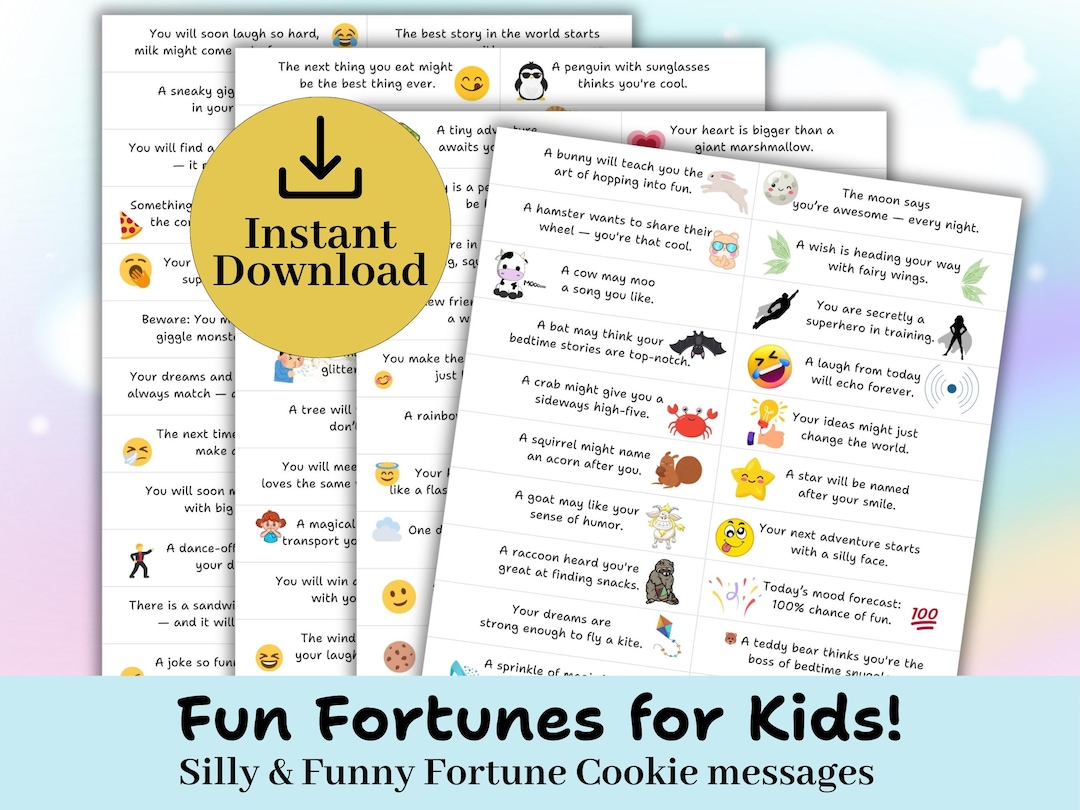 Printable Fortune Cookie Messages for Kids, Funny Fortune Cookie ...