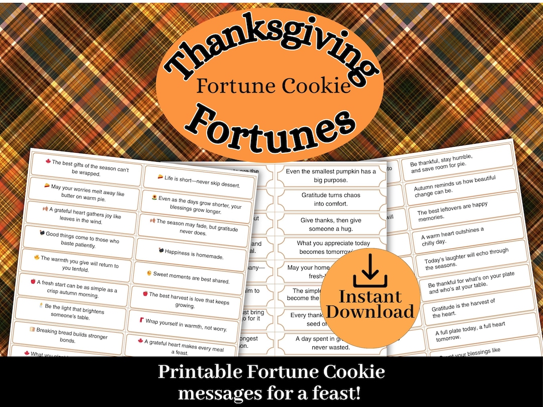 Thanksgiving Fortune Cookie Messages, Printable Fortunes for ...