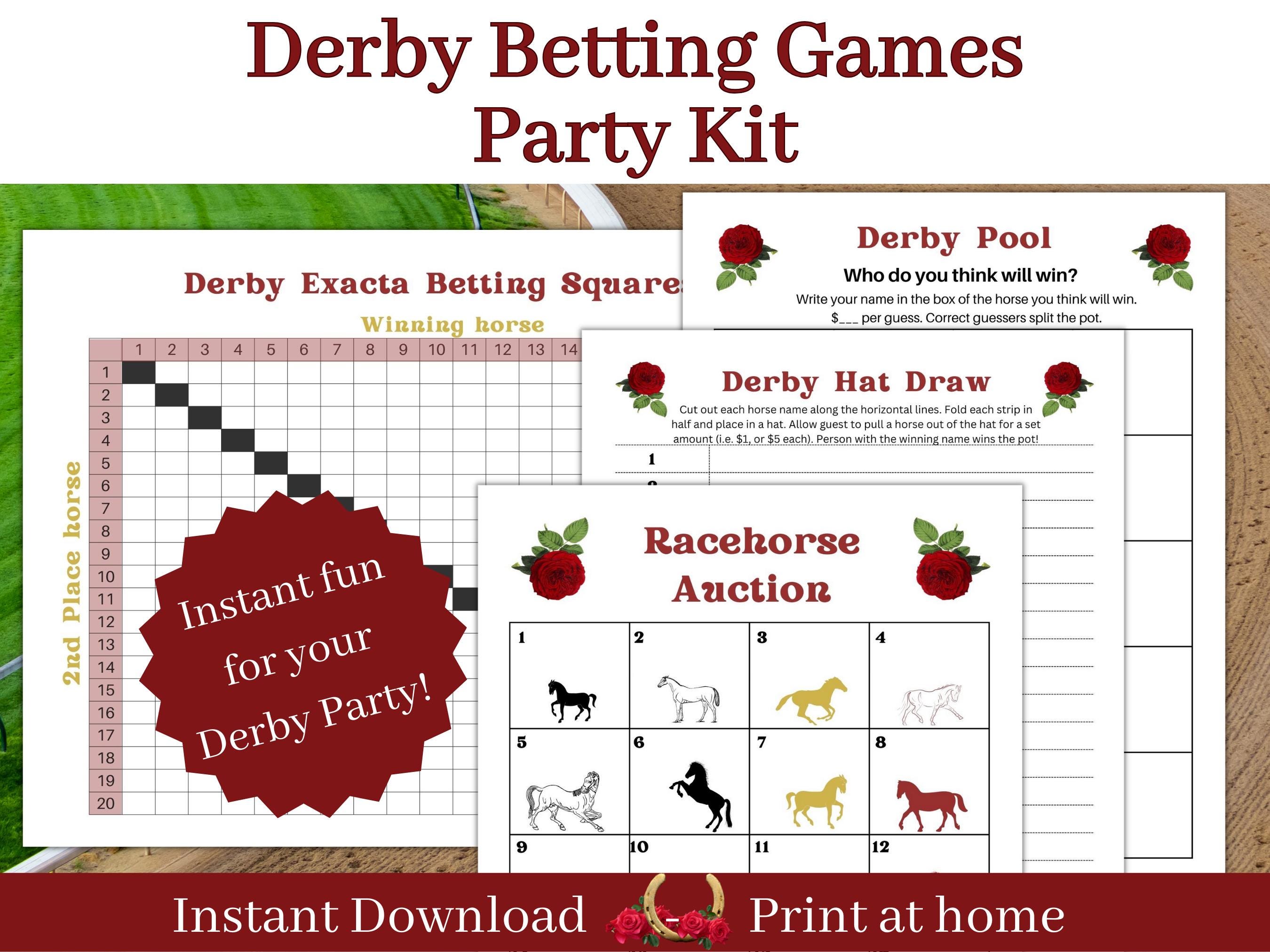 Derby Party Games Kit, Printable Derby Betting Games, 4 Different ...