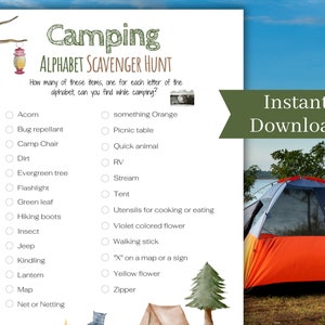 Camping Scavenger Hunt, Nature Scavenger Hunt for Kids, Printable ...