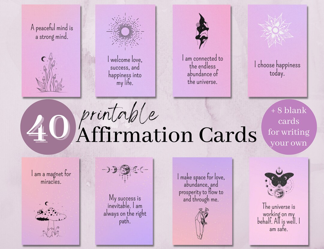 Printable Daily Affirmation Cards 40 Affirmations for - Etsy