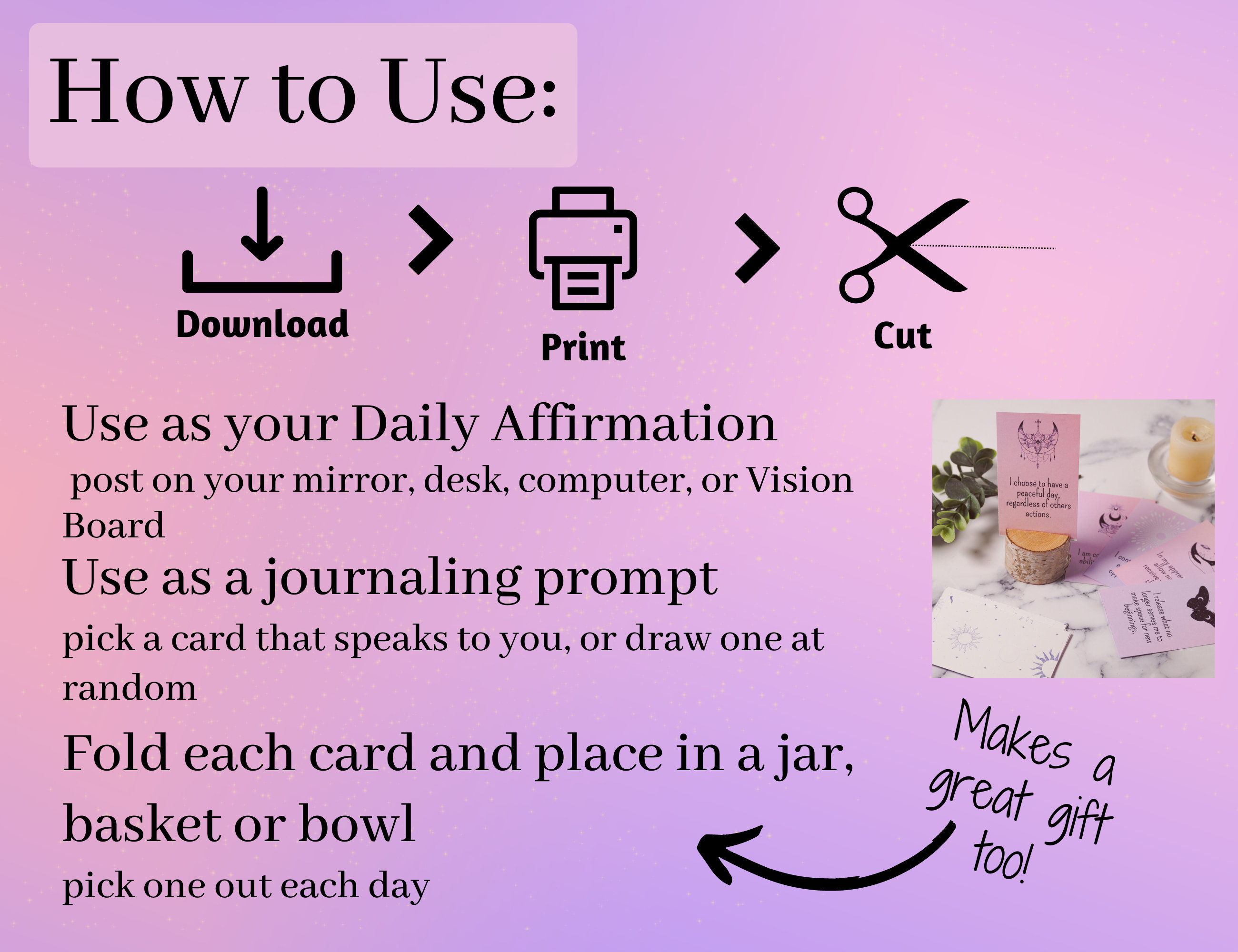 Printable Daily Affirmation Cards 40 Affirmations for - Etsy