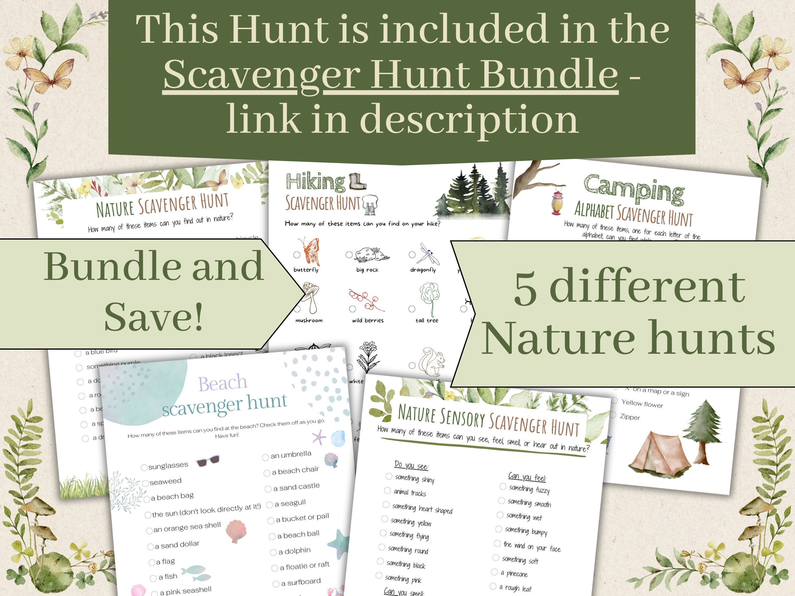 Nature Scavenger Hunt for Kids, Sensory Scavenger Hunt, Outdoor ...