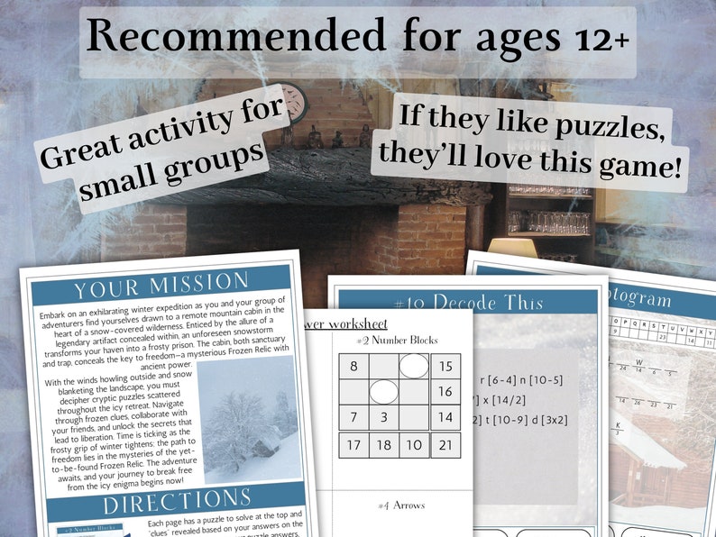 Winter Escape Room for Teens Tweens, Printable Escape Room Kit, Escape ...