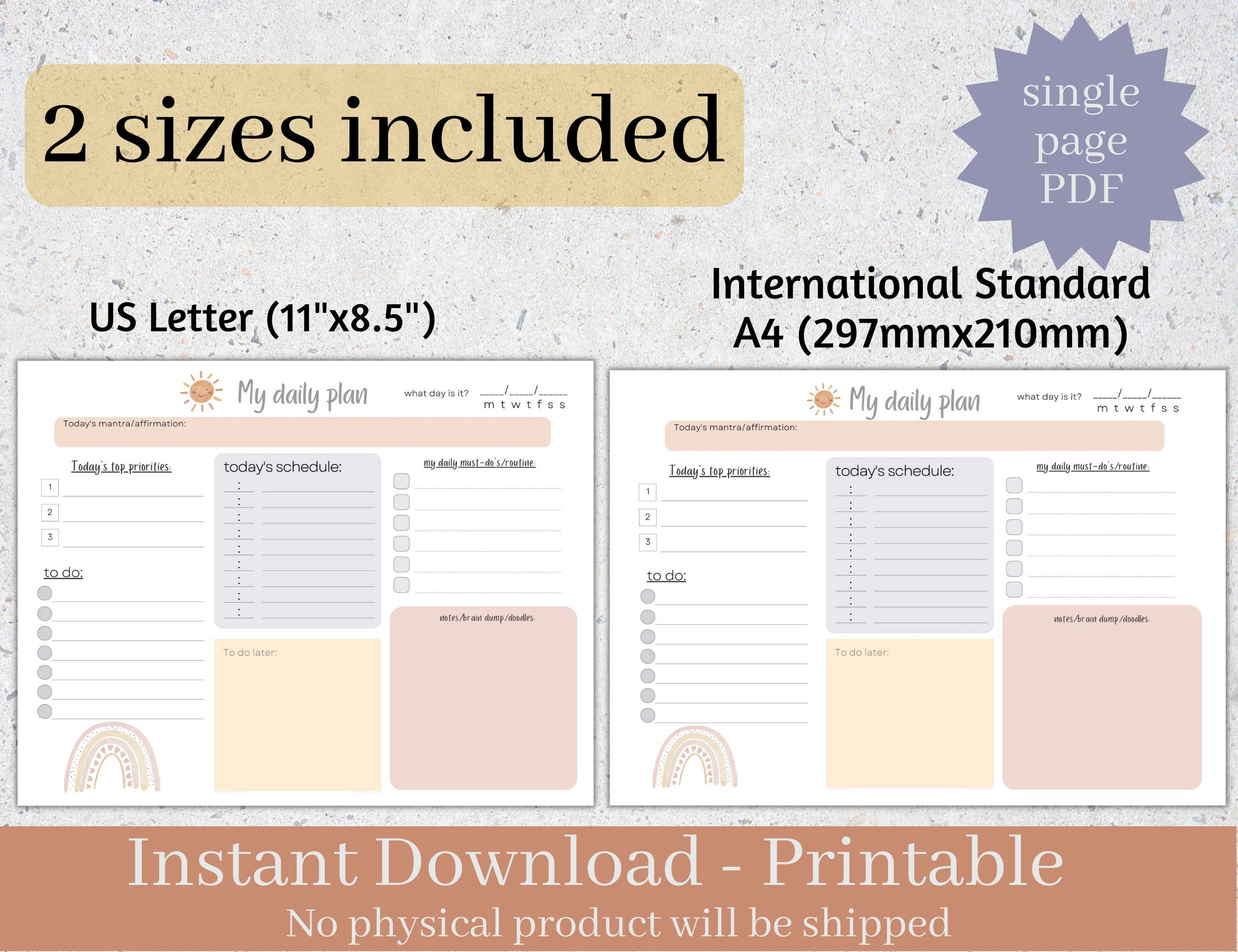 Daily Productivity Planner Printable Daily to Do List - Etsy