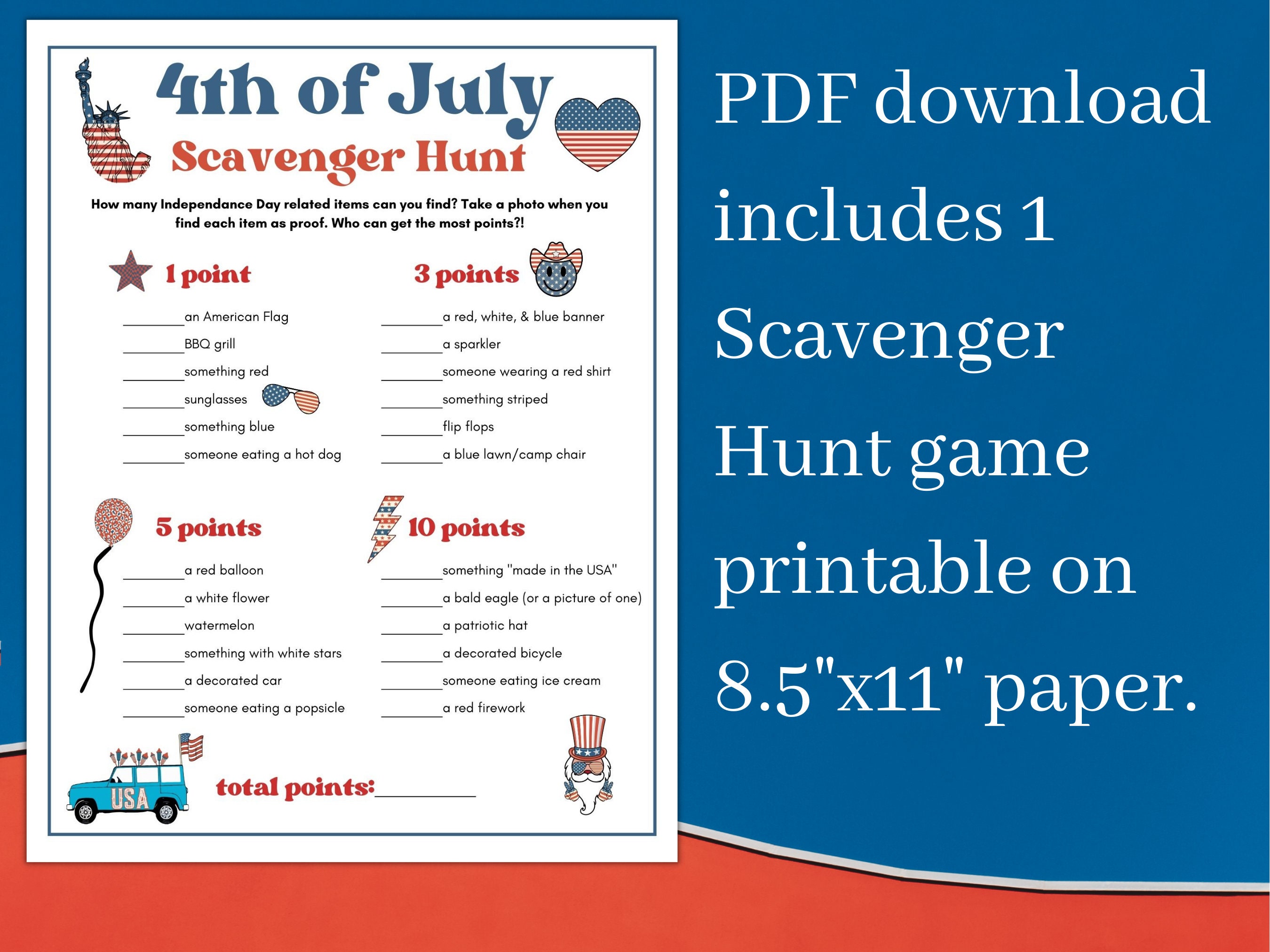 4th of July Scavenger Hunt Printable Independence Day Activity, July ...