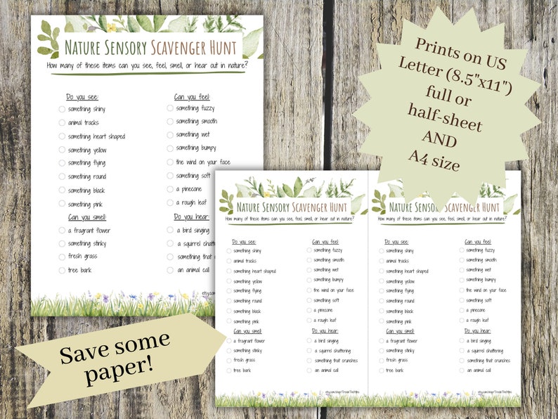 Nature Scavenger Hunt for Kids, Sensory Scavenger Hunt, Outdoor ...