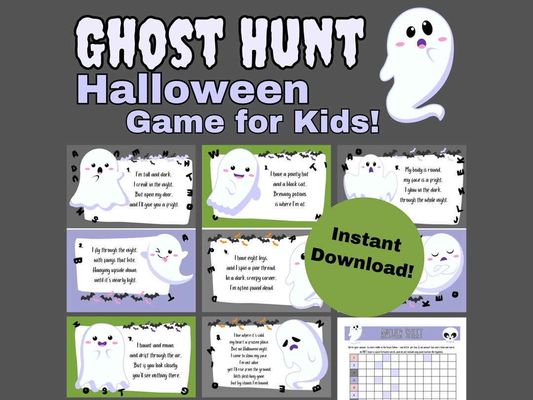 Scavenger Hunt Game for Kids, Printable Ghost Hunt Game, Play Indoors ...