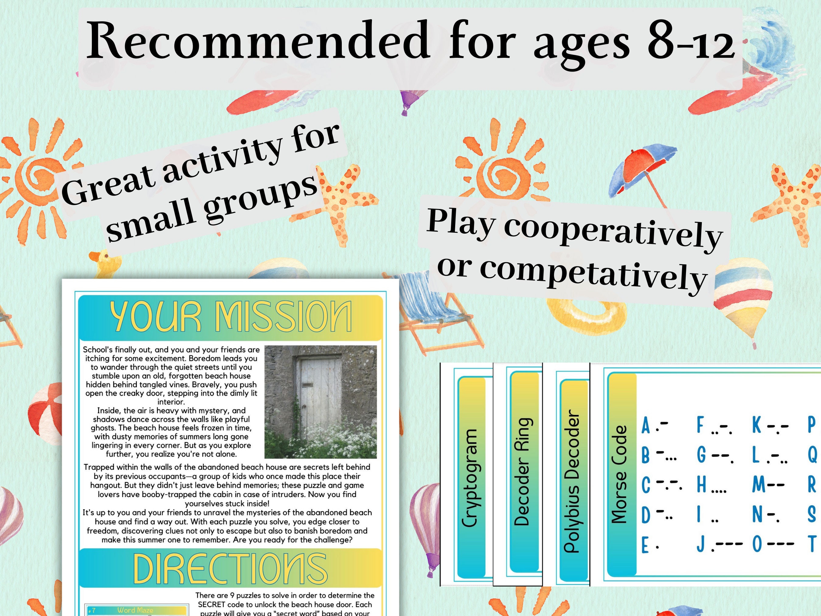 Summer Escape Room, Printable Escape Room Game for Kids, Summer Trivia ...