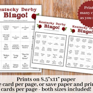 Derby Party Bingo for Your 2025 Kentucky Derby Watch Party, Kentucky ...