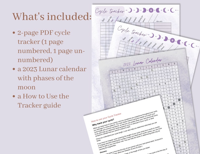 Period Tracker Printable Lunar Calendar 2024, Mood and Moon Tracker ...