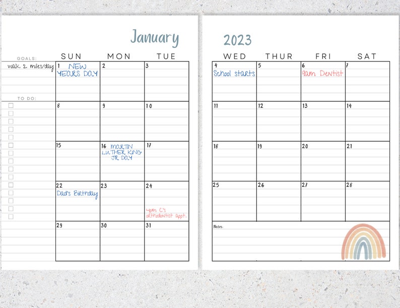 2023 Calendar Monthly Planner Printable - Etsy