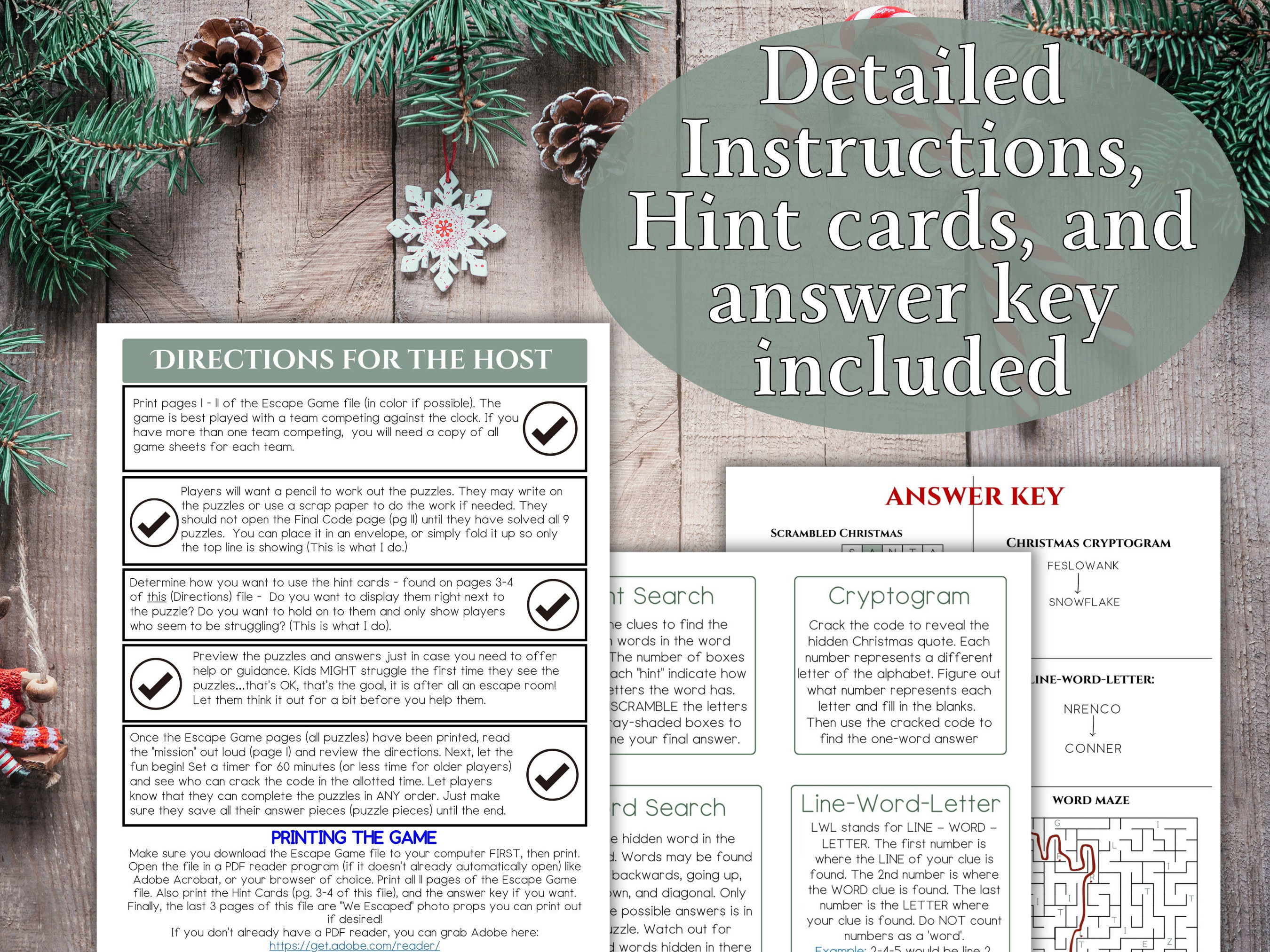 Christmas Escape Room for Kids, Printable Escape Game Kit, DIY Escape ...