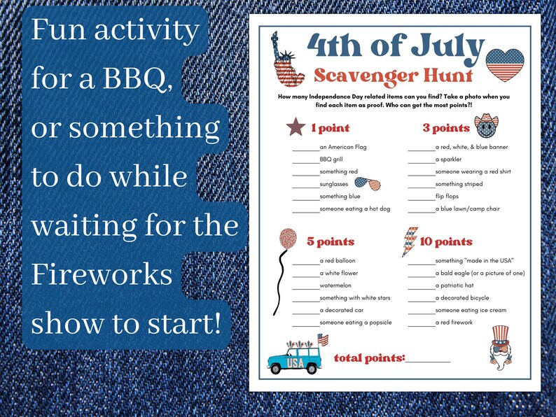 4th of July Scavenger Hunt Printable Independence Day Activity, July ...