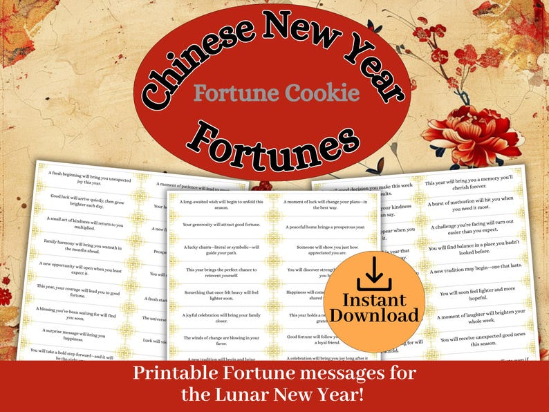 Printable Fortunes for Chinese New Year, Fortune Cookie Messages for ...