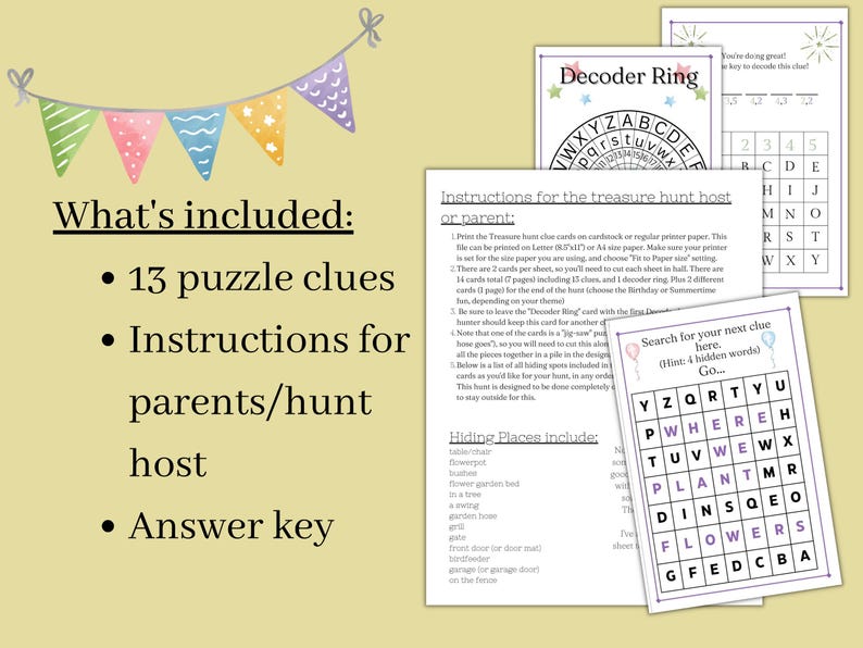 Outdoor Scavenger Hunt Clues, Spring or Summer Treasure Hunt for Teens ...