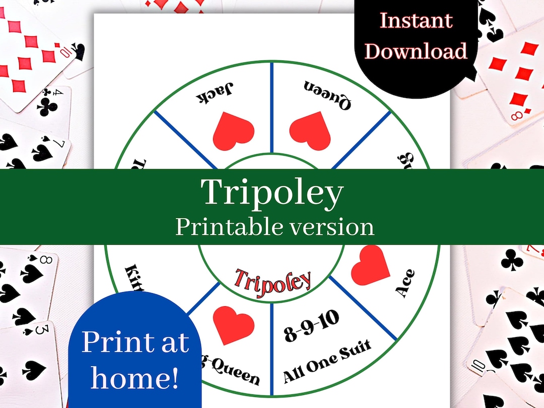 Printable Tripoley Board, Instant Download Tripoley Game Board, Card ...